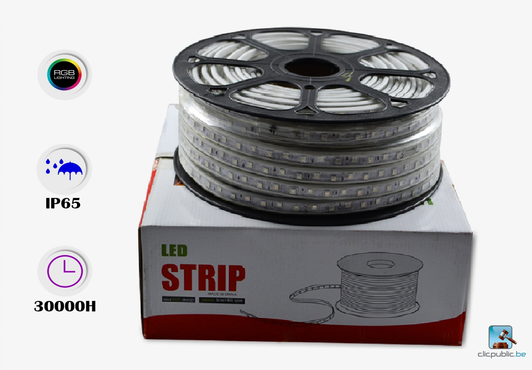 2 x 50m LED-Farbband - Wasserdicht 10W/M - RGB - Clicpublic.lu, öffentliche Auktionen mit 1 Klick.