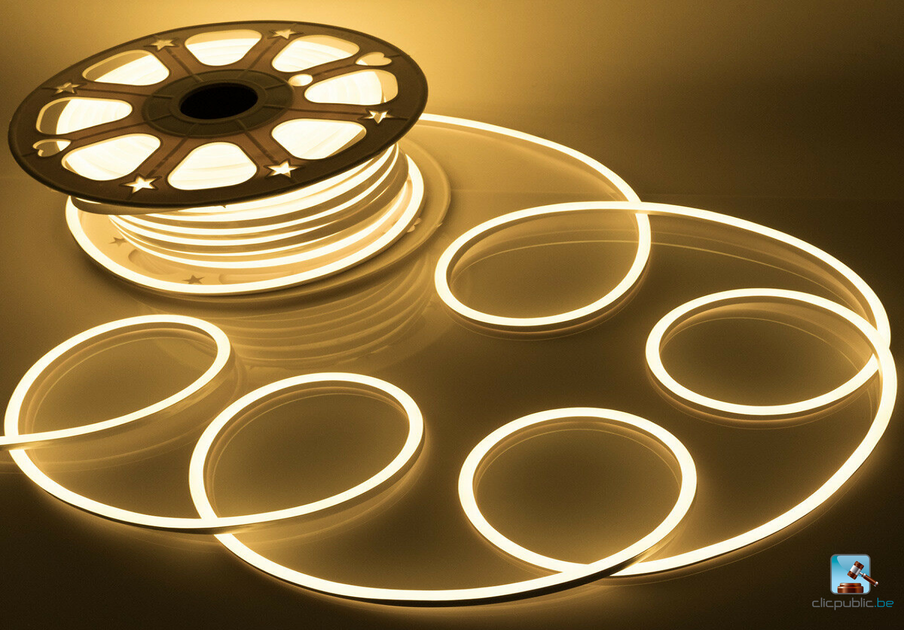 2 x 50m Ruban LED néon - Double face - Etanche - Blanc chaud ...