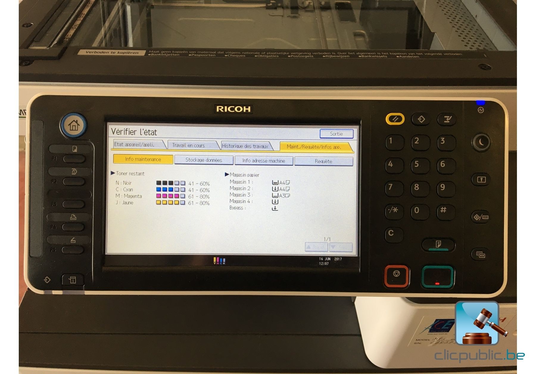 Copieur multifonction RICOH MP C2003 (ref. 1) - Clicpublic.be, les ...