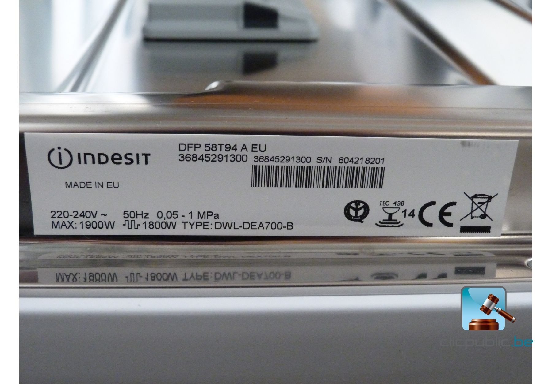 Dishwasher INDESIT DWL-DEA-700B semi-encastrable (ref. 17) - Clicpublic ...