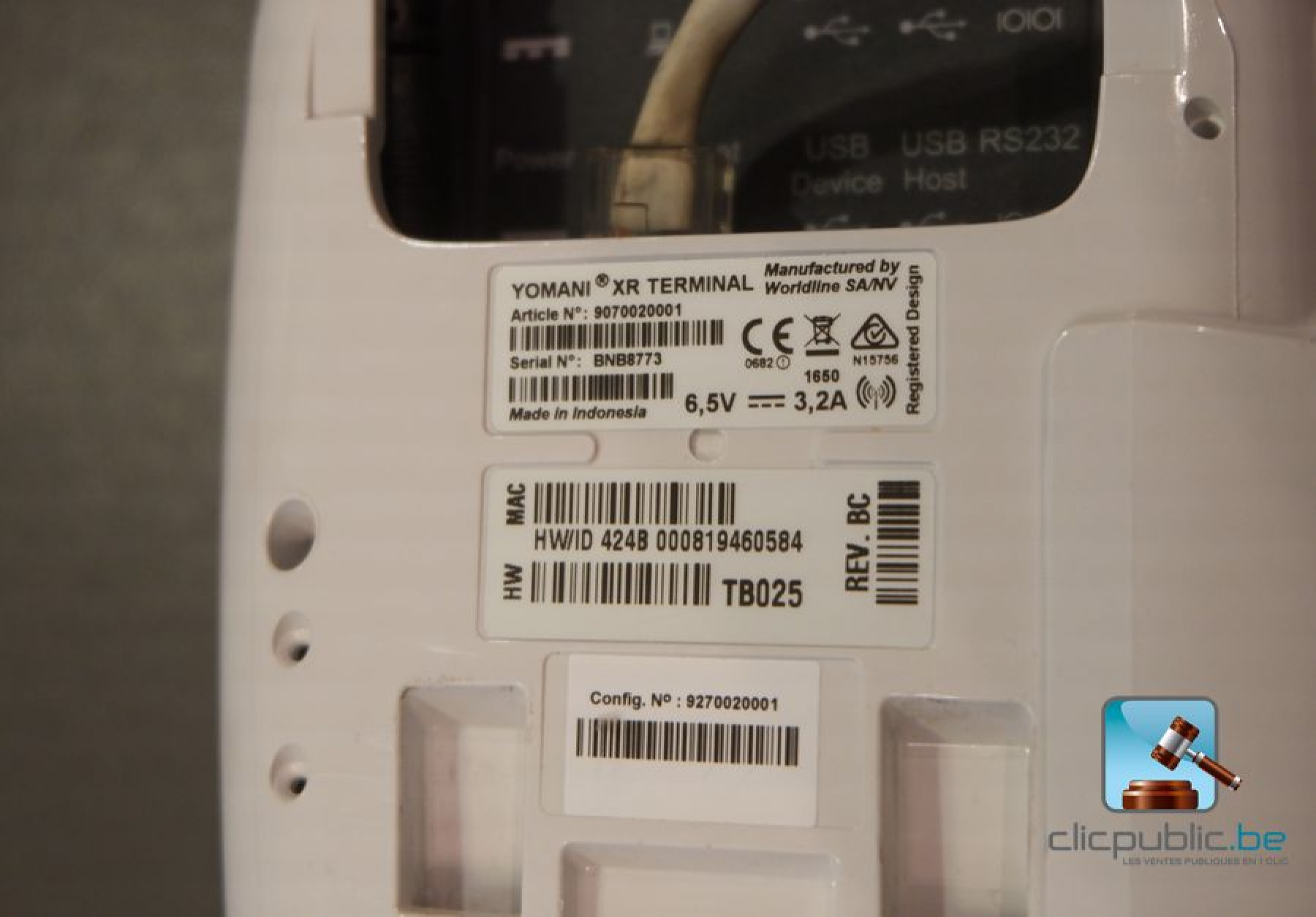 Terminal Bancontact - Clicpublic.be, les ventes publiques en 1 clic.